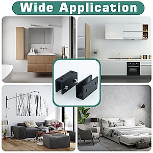 Alise Glass Shelf Brackets 2Pcs, Adjustable Shower Glass Clamps, Heavy Duty Clamp Holder, SUS304 Stainless Steel Brackets for 8-12mm Wood/Glass Shelves and Wall-to-Glass Connection, Matte Black