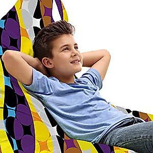 Ambesonne Colorful Lounger Chair Bag, Geometrical Theme Repetitive Circles Pattern Big Polka Dots Images Abstract Art, High Capacity Storage with Handle Container, Lounger Size, Multicolor