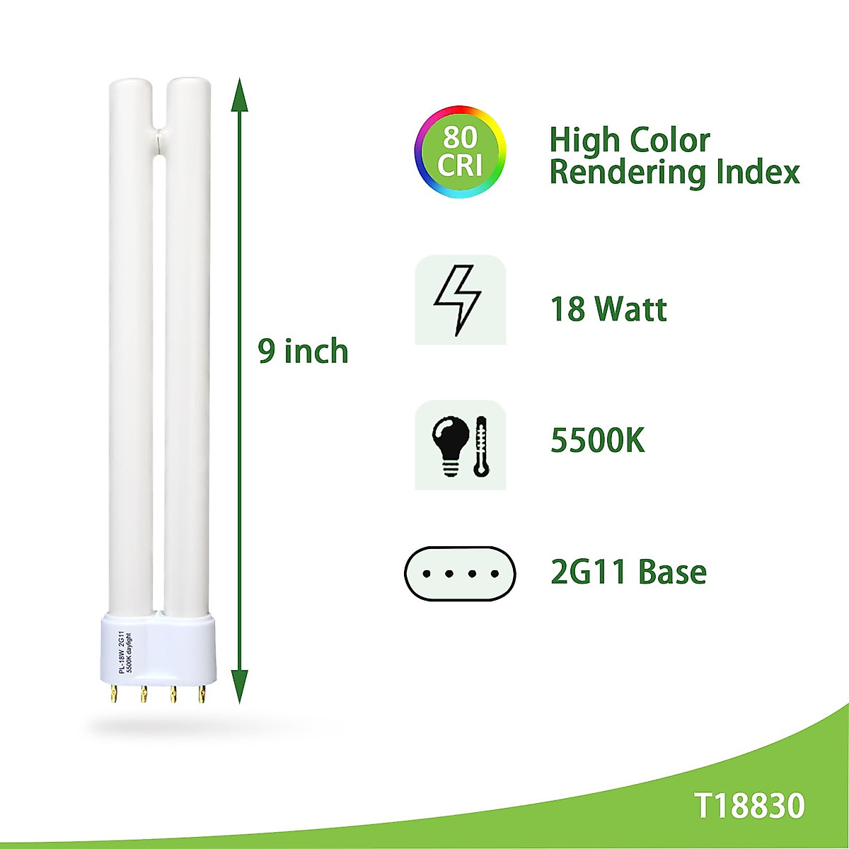 PL18-B-FFP 18W Replacement for OttLite T18330 T186C0 T40112 Fluorescent Light Bulb,18W Fluorescent Light Bulbs Tpye B,5500K Bright Natural Daylight,2G11 Base,2Pack