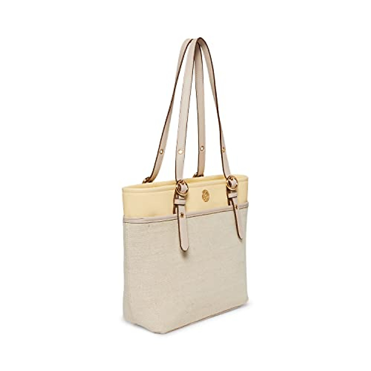 Anne Klein Pocket Tote, Lurex Canvas/Lemon Spritz/Clay