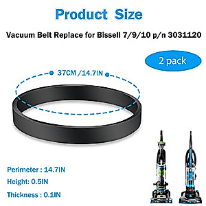 Vacuum Belt for Bissell Style 7/9/10 P/N 3031120 2252 2254 2259 1793, Vacuum Cleaner Belts Replacement Belt for Powerforce Helix Cleanview Powerlifter Swivel Rewind, Replace Part 2031093,3031123,32074