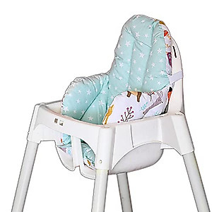 Bebek Ozel High Chair Cushion for IKEA High Chair, One Piece IKEA High Chair Accessories, Cotton Antilop High Chair Accessories, Washable IKEA High Chair Cushion (nature green)
