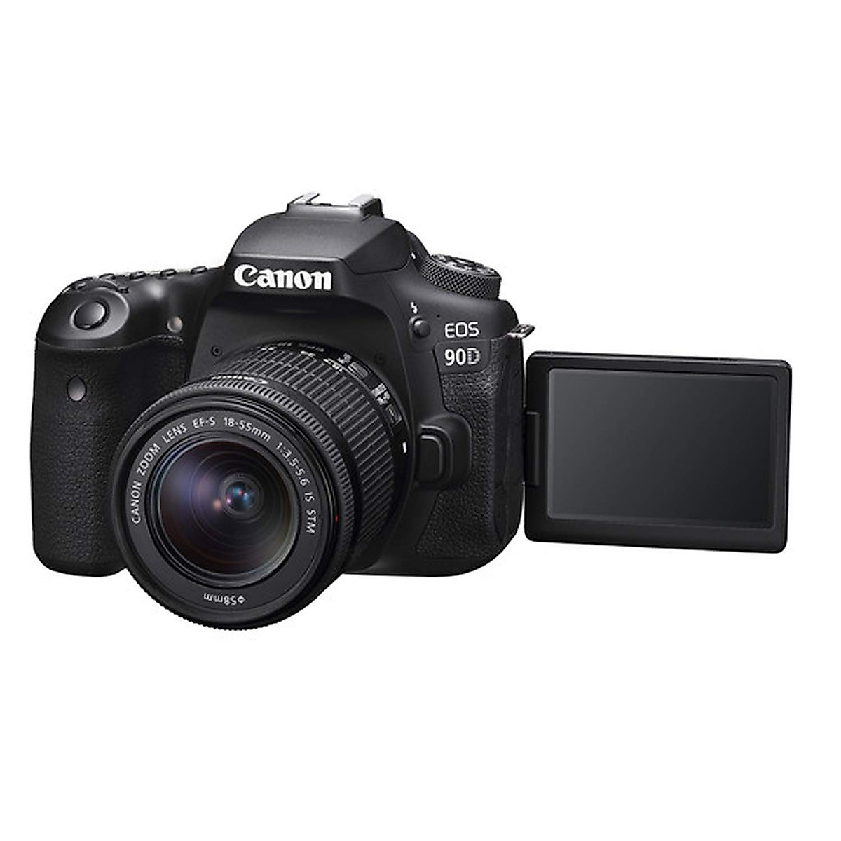 Canon EOS 90D DSLR Camera with EF-S 18-55mm f/4-5.6 is STM Lens + Canon EF 75-300mm f/4-5.6 III Lens + 500mm f/8 Focus Preset Lens + 2 Pc 64GB Memory Cards + Tripod + Case + LED Video Light & More