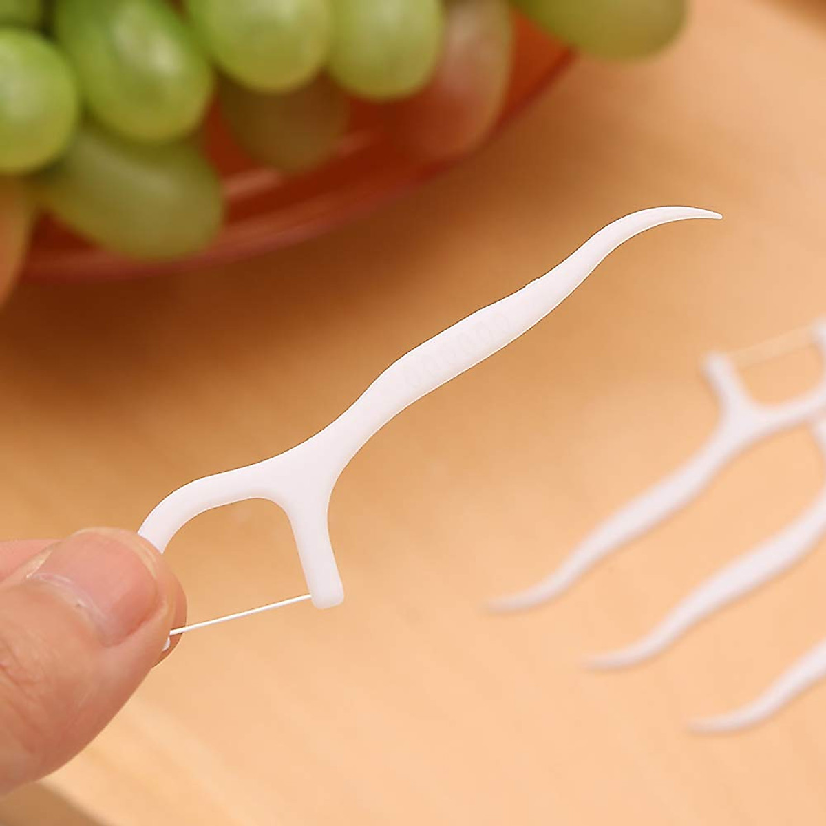 100 PCS White Dental Floss Picks Clean Floss Picks Toothpicks Oral Care Floss