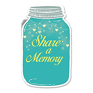Cute Share a Memory Cards Cards 50 Set Mason Jar Shaped Party Supplies Favors for Celebration of Life Birthday Showers Birthdays, Double-Sided 5 x 7