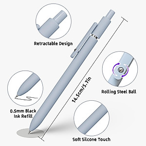 Gel Pens, 5 Pcs 0.5mm Japanese Black Ink Pens Fine Point Smooth Writing Pens, High-End Series Retractable Pens for Journaling Note Taking, Cute Office School Supplies Gifts for Women Men (Morandi)