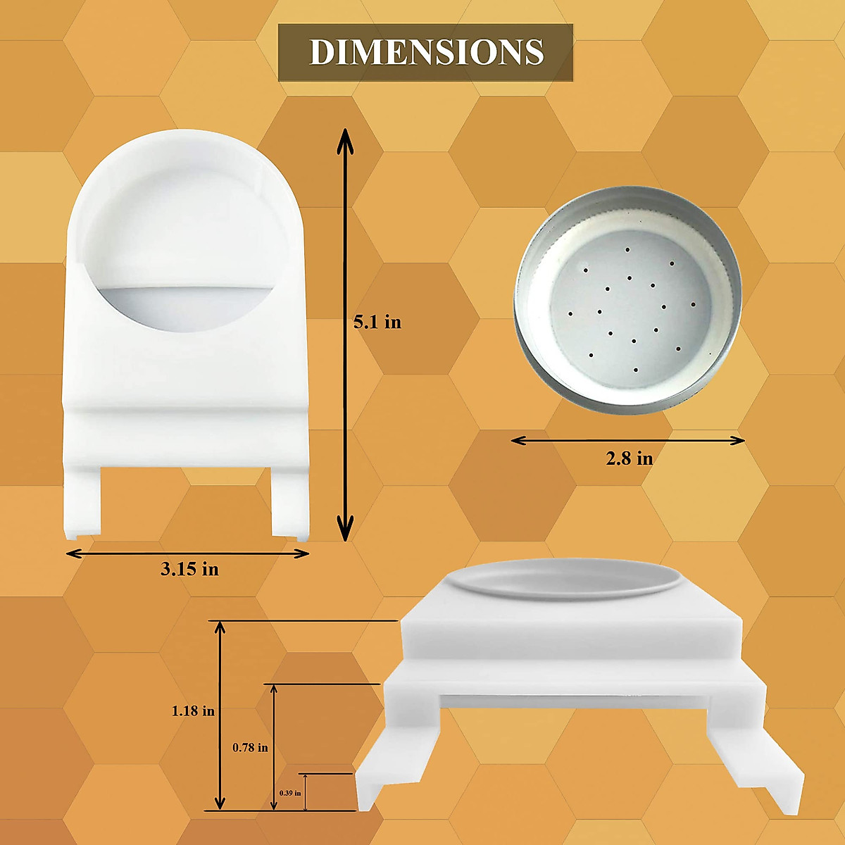 Mama Bee's Homestead Supply 4 Pack Bee Feeders Easy-to-Install Beekeeping Beehive Equipment Perforated Lid Fits Mason and Plastic Jars Water and Sugar Syrup Entry Feeder or Top Dispenser Beekeeping