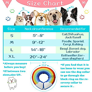 Inflatable Rainbow Protective Dog Donut Cone Collar for Dogs Cats-Soft Recovery Adjustable E-Collar Dog Neck Donut Cone Alternative After Surgery to Prevent from Biting Licking Scratching