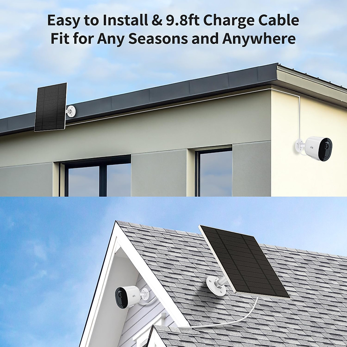 5W Solar Panel for Arlo Go 2, Arlo Pro 3 Floodlight, Arlo Pro 3, Arlo Pro 4, Arlo Ultra and Arlo Ultra 2 Cameras, Weather Resistant,360° Adjustable Easy Install Arlo Solar Panel Charger（1PC）