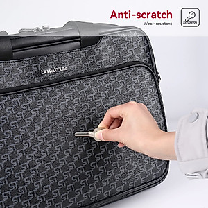 Smatree 13-14inch Logo Print Canvas Laptop Leather Briefcase for 13-14inch MacBook Air Bag,14inch Dell Inspiron Leather Briefcase for Men,14inch Leather Laptop Bag for Men,Black Blue