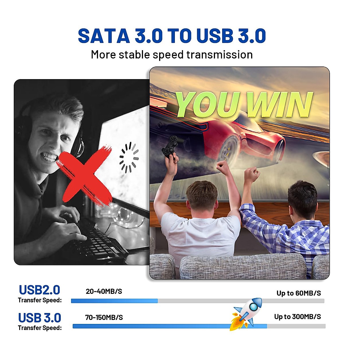 Retro Game Console Retroplay HDD - External Gaming Hard Drive Built in 60000+ Video Games,Compatible 70+ Emulators,Plug & Play Emulator Console Support SATA 3.0,USB 3.0,For Win8.1/10/11（500GB）