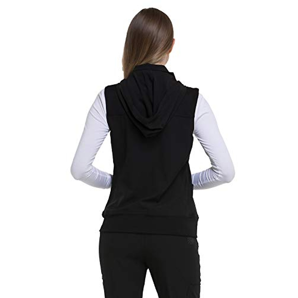 HeartSoul Break On Through Women Scrubs Vest Zip Front HS500, M, Black