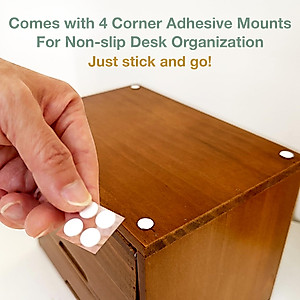 4-Pack 4 Drawer Desktop Storage Organizer in Modern Wood Design (20”x7”x 20”) Stackable Drawers For School Office - Vanity Accessories Organizer - Countertop Organizer Drawer in Modern Mahogany Wood