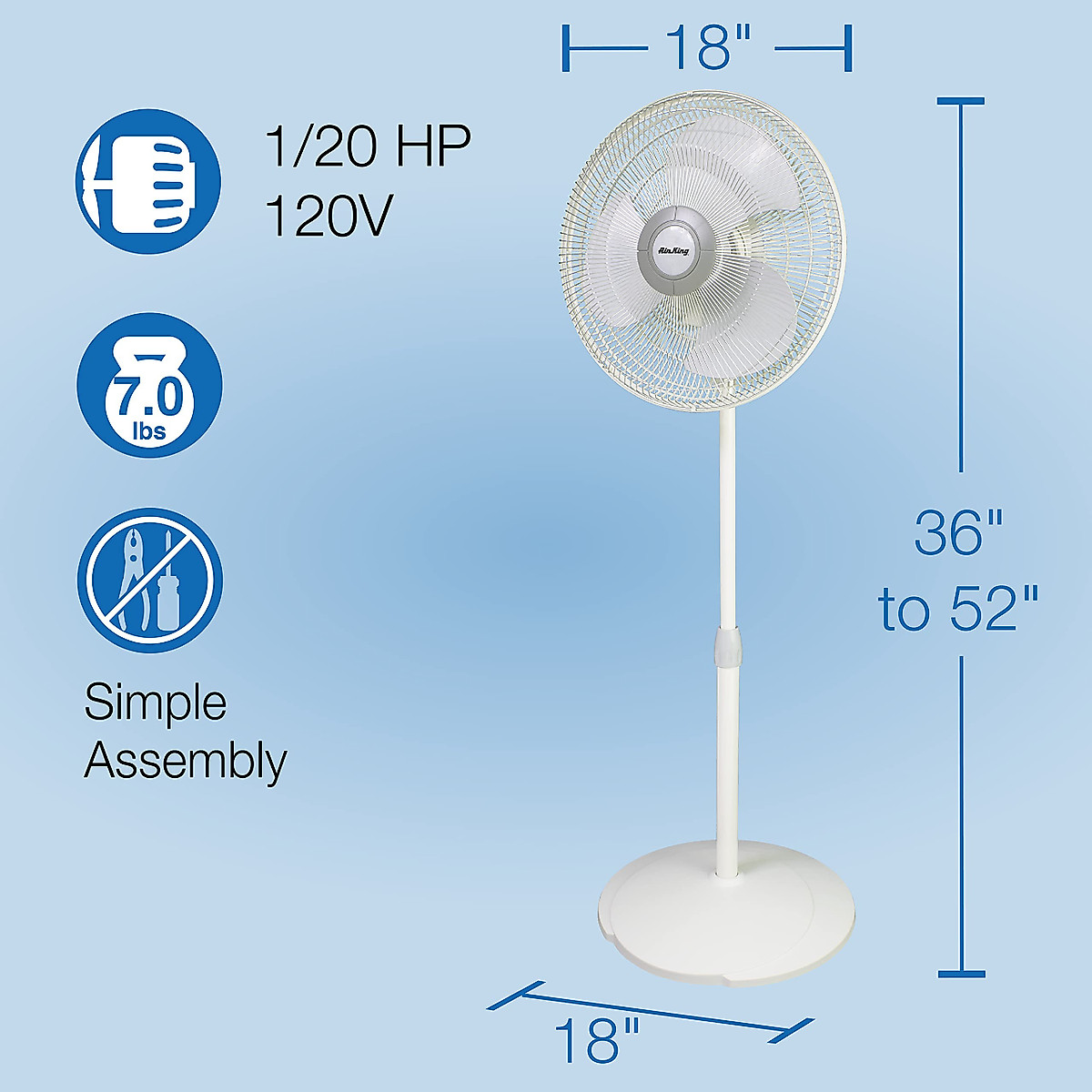 Air King 9126 16-Inch Adjustable Oscillating Pedestal Fan