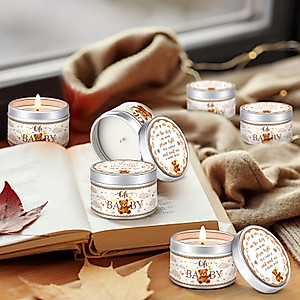 Funtery Rustic Flower Scented Candles, 12 Pcs Baby Shower Party Favors Candles Lavender Scented Baby Shower Favors for Guests Rustic Tea Lights Candles Gender Reveal Candle for Baby Shower