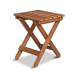 MoNiBloom Wood Folding Step Stool, Portable Foldable Household Stool Seat for Bathroom, Living Room, Garden, Brown