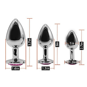 3 Sizes of Stainless Steel Universal Suction Cup Realistic Classic Dick Plug Double Headed (Pink) for Men and Women