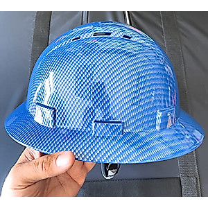 HDPE Hydro Dipped Full Brim Hard Hat with Fas-trac Suspension (Blue & Silver)