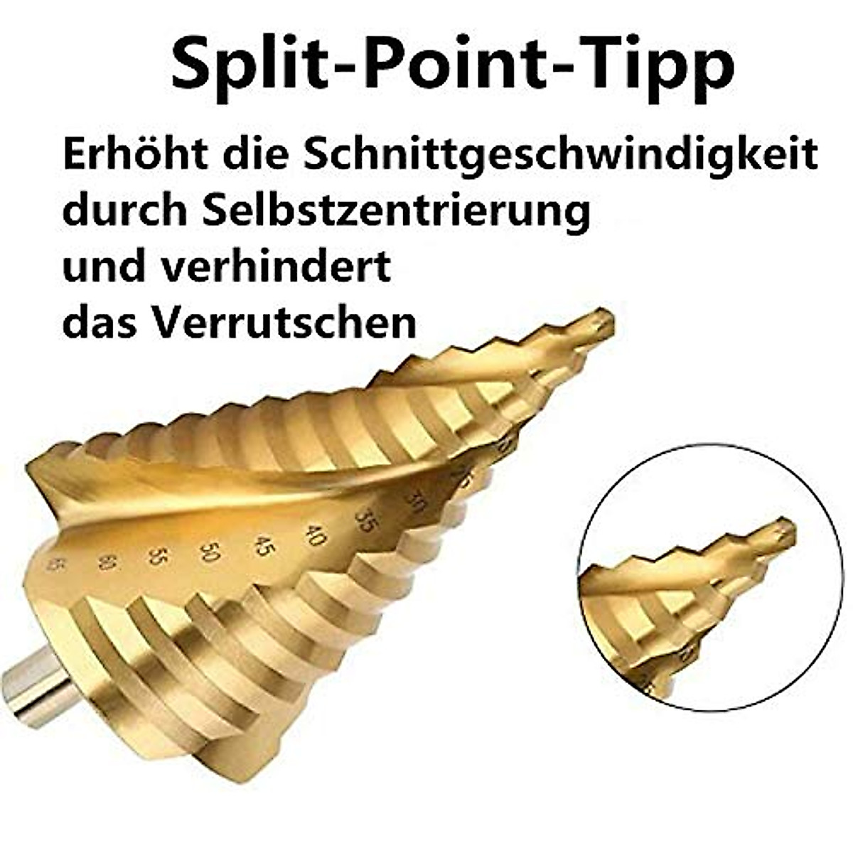 LESOLEIL Large HSS Spiral Step Drill Bit - 1/4" to 2-5/8'' Grooves Cone Drill Bit Titanium Coated for Drilling Aluminium Iron Sheets, Wood, PVC Hole Cutting
