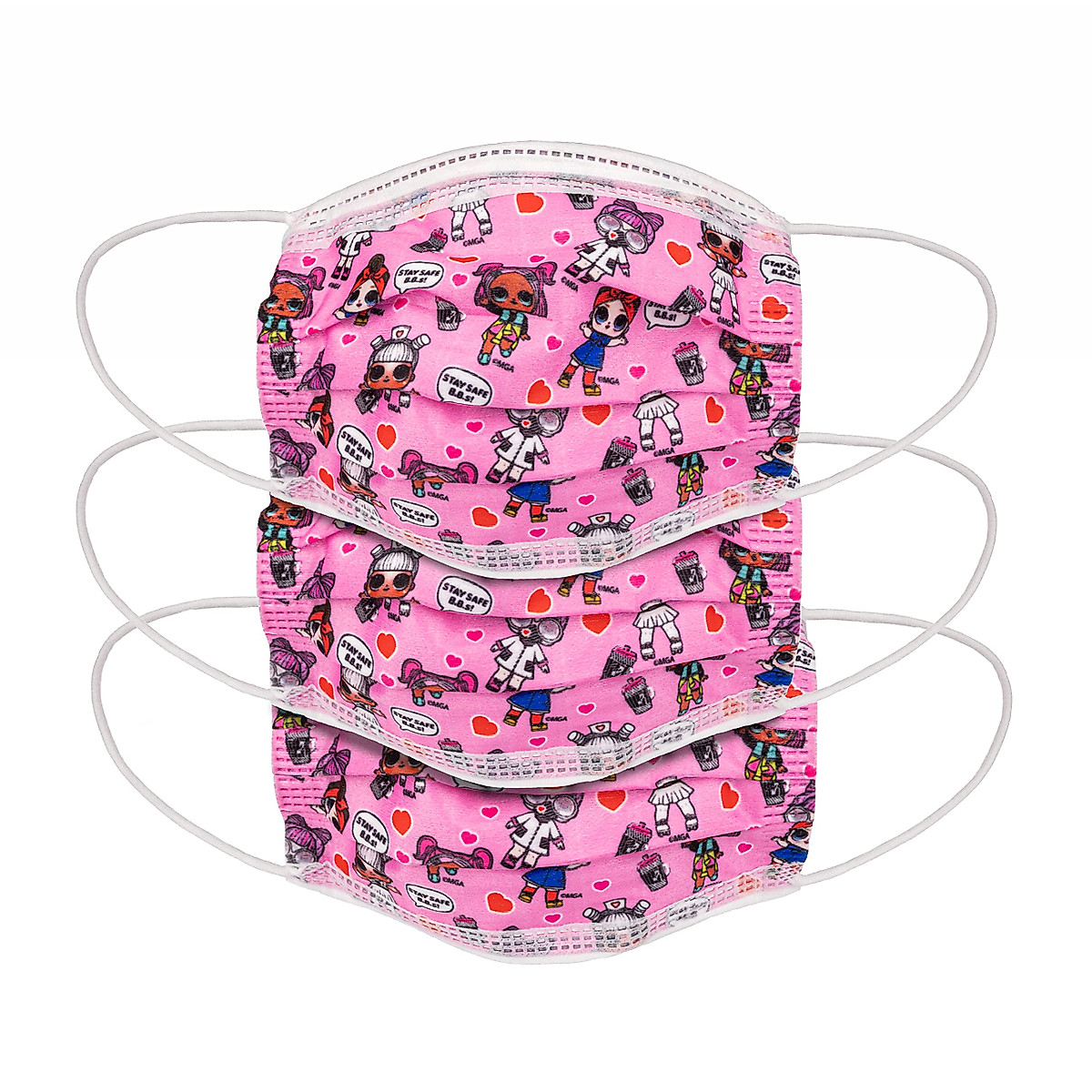 Disposable Face Mask LOL Surprise - Color Pink - 15 pcs per Pack - Gift Box