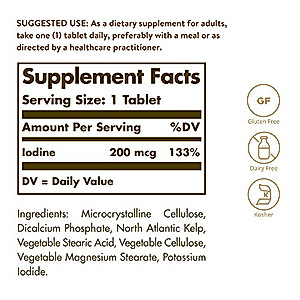 Solgar North Atlantic Kelp, 250 Tablets - Natural Source of Iodine - Supports Healthy Thyroid Function - Gluten Free, Dairy Free, Kosher - 250 Servings