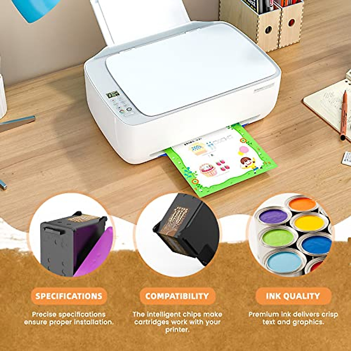 KONGTENBUY- 245xl 246xl Ink Cartridge Replacement for Canon Ink Cartridge 245&246 245xl 246xl Combo Pack Pg-245Xl Cl-246Xl PG-243 CL-244 for Canon Pixma MX492 MX490 MG2522 MG2920 (1Black 1Tri Color)