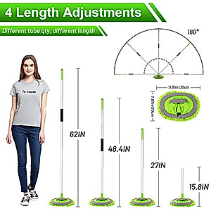 Ordenado 62&quot; Car Wash Brush Kit Mitt Mop Sponge with Long Handle Chenille Microfiber Car Cleaning Brush Kit Supplies Car Washing Mop Kit Car Care Kit of Scratch-Free Replacement Head for Car RV Truck