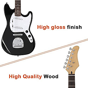 Ktaxon 39 Inch Full Size Electric Guitar 6 String Electric Guitar Kit with Portable Electric Guitar Bag, Adjustable Strap, Connecting Wire, Spanner Tool, Plectrum and Tremolo Bar(Black)