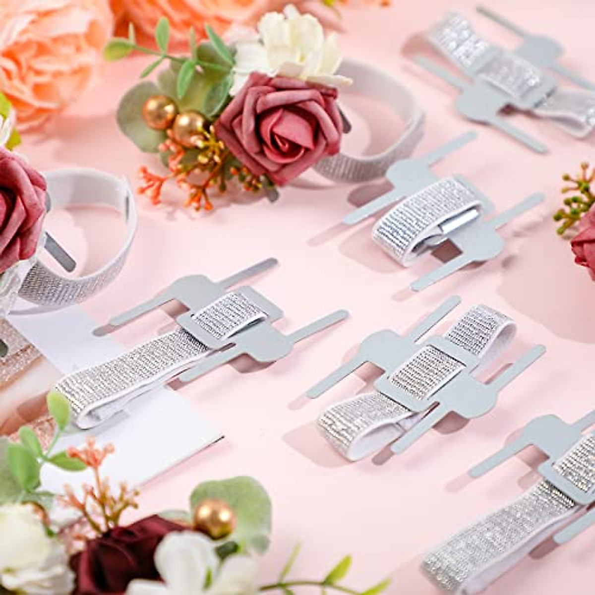 Elastic Wrist Corsage Bands, Elastic Wristlets for Wedding Prom Flowers (24 Pieces)