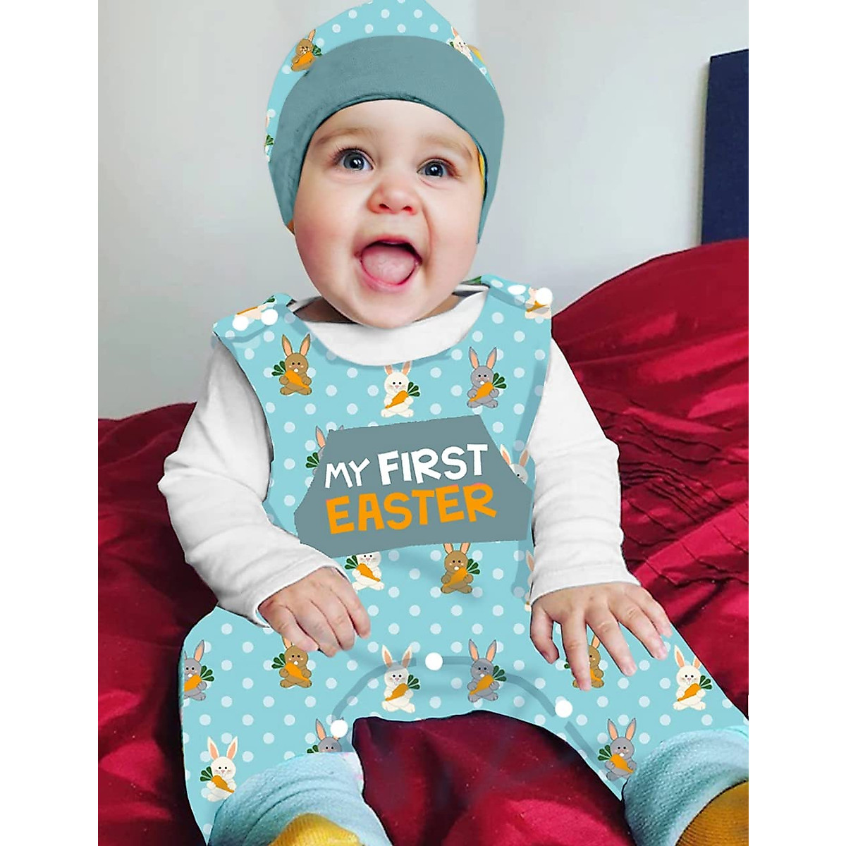 Easter Outfit Baby Boy Girl Outfit 3-6 Months Infant My First Easter Baby Boy Girl Outfit Long-Sleeved Onesie 3Pcs Set Easter Baby Boy Girl Outfit Romper My First Easter Outfit…