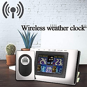QHYXT Weather Stations Wireless Indoor Outdoor Thermometer Hygrometer, with Color Screen, Alarm Clock,Humidity Weather Forecaster with Remote Senso
