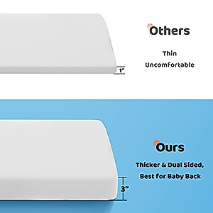 Foambesty® Waterproof Pack n Play Mattresses (38''x26''x3''), Fitted Pack and Play Mattress Pad, Dual Sided Soft Mini Crib Mattress for Baby & Toddlers, Travel Playard Pad, Includes Carry Strap