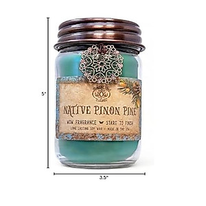 Scented Candle for Home by Way Out West Candles - Long Lasting Home Fragrance or Essential Oils - Small Candles Gifts for Women - 12 Oz Native Piñon Pine Natural Pine Soy Candles - Made in USA