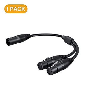 CableCreation XLR Splitter Cable, XLR Male to Dual XLR Female Y-Splitter 3Pin Balanced Microphone Cable (XLR-M to Two XLR-F), 0.3M/Black