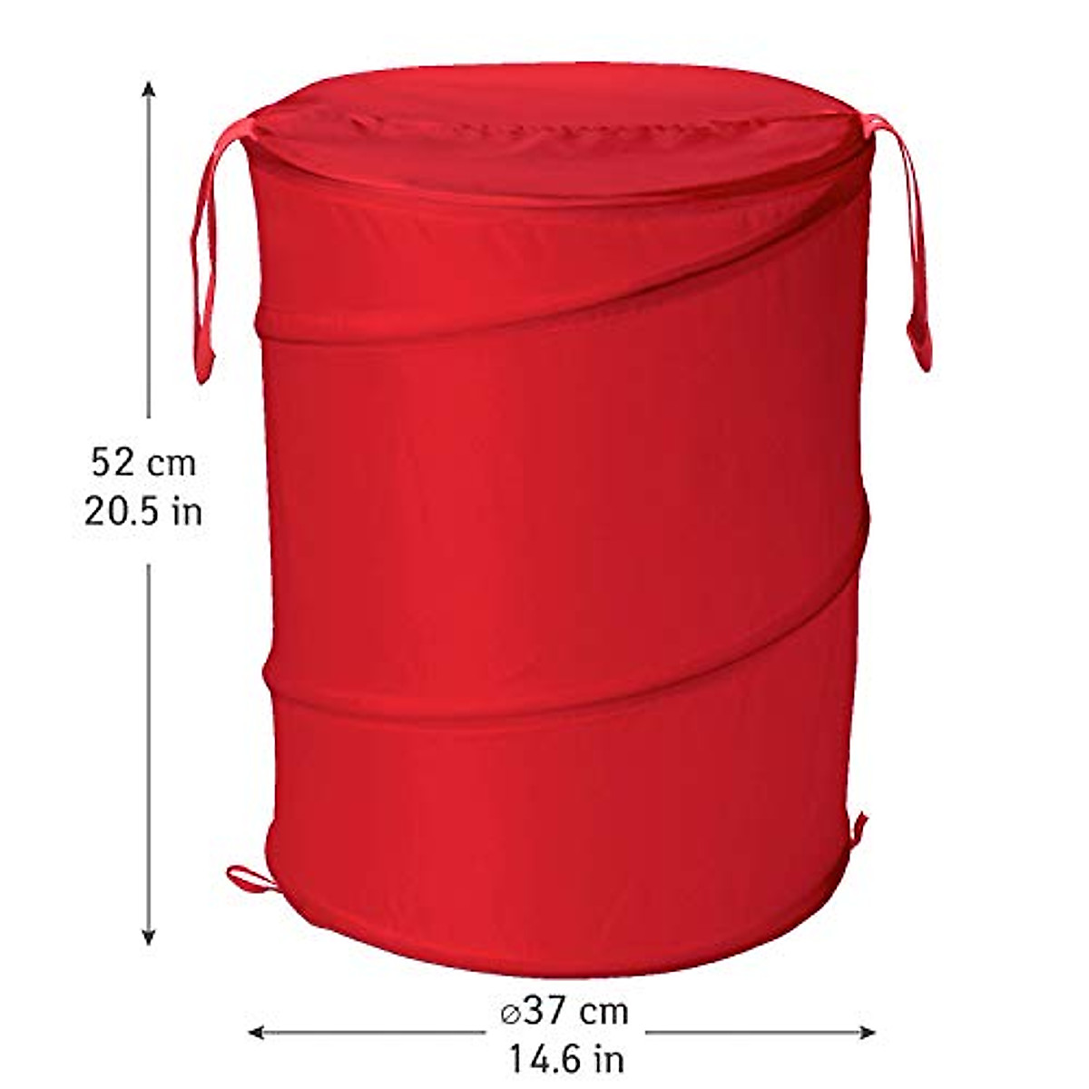 Art Moon Peppy Pop-up Foldable Laundry Hamper Polyester 57L D13.5 H20, Red