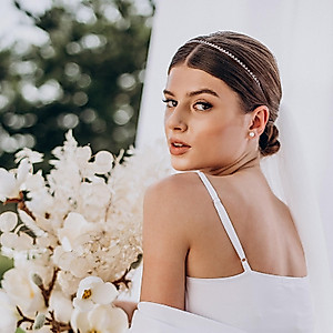 4Pack Bridal Headband Rhinestone Headbands Crystal Flower Girl Leaves Crown Head Band Tiara Wedding Hair Accessories, Silver