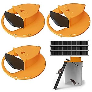 ZGANGZ 3Packs Mouse Trap Bucket Lid Mouse Traps for House Indoor Rat Trap Rat Traps Flip and Slide Bucket Mouse Trap Outdoor Humane Mouse Trap Updated Version Auto Reset Pest Control Traps, Yellow