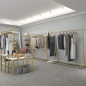 Floorstanding Simple Garment Rail,Iron Modern Clothes Rail,Multi-Functional Durable, Wear/Golden / 120×150×40cm
