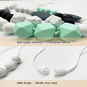 Baby Teething Necklace for Mom to Wear, 2 Pack Silicone Chew Necklaces for Sensory Kids, Baby Nursing Necklaces Teether Toys for Boys, Girls, Toddler to Reduces Anxiety