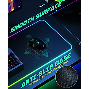 RGB Gaming UtechSmart Large Extended Soft Led Mouse Pad with 14 Lighting Modes 2 Brightness Levels, Computer Keyboard Mousepads Mat 800 x 300mm / 31.5×11.8 inches