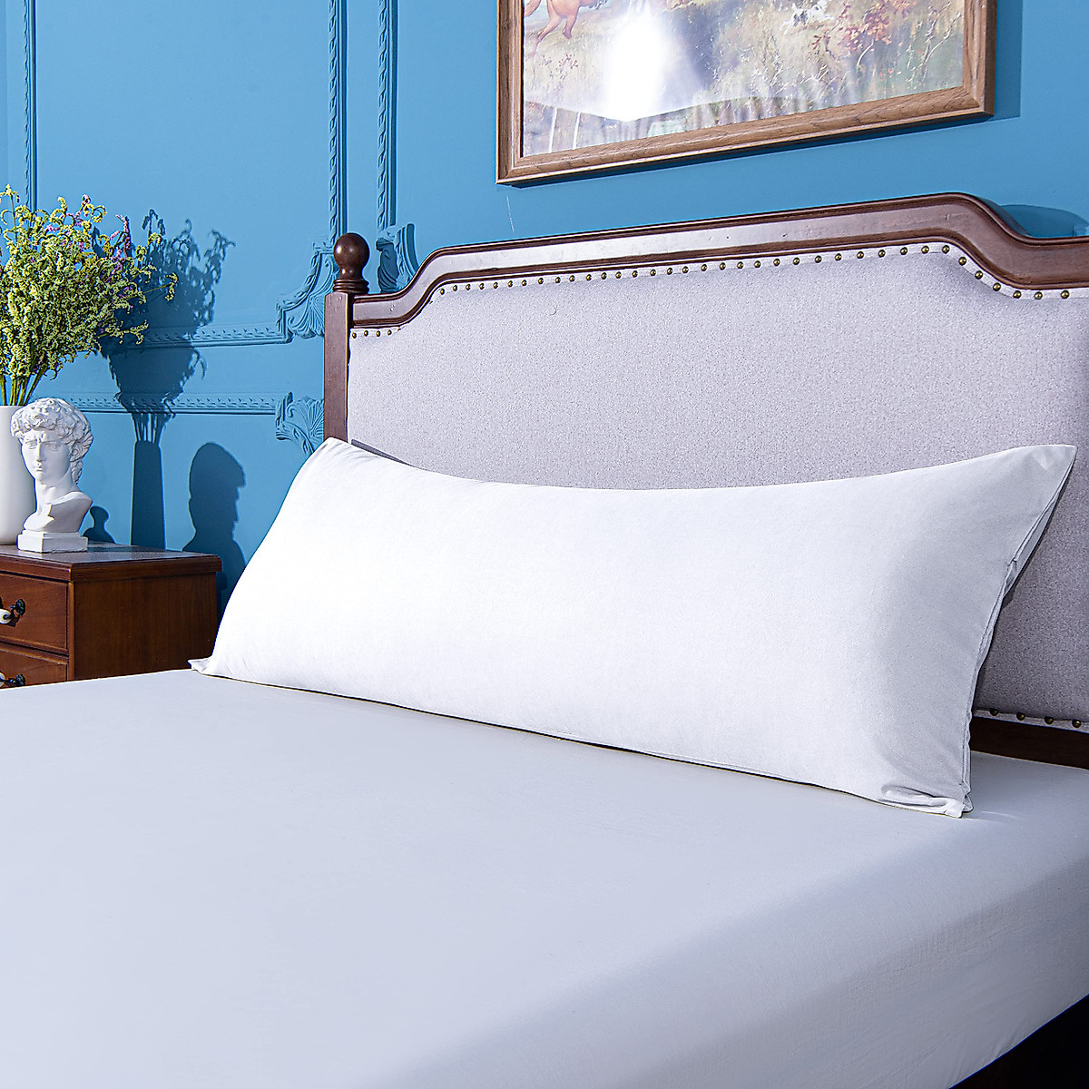 NTBAY Body Pillowcase - Brushed Microfiber 20x54 Pillowcase - Soft, Wrinkle-Free, Fade-Resistant, Stain-Resistant, White Body Pillow Cover with Envelope Closure - 20x54 Inches, White