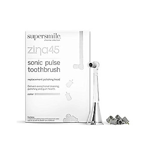 Supersmile Zina45 Replacement Polishing Head for Sonic Pulse Toothbrush - Delivers Professional At-Home Teeth Whitening Polish & Shine (Silver
