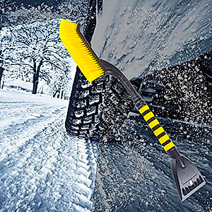 Okuleya Ice Scrapers for Car Windshield - Snow Brush and Detachable Ice Scraper with Ergonomic Foam Grip for Cars, Car Snow Scraper and Brush 2 in 1 Set, for Truck and SUV