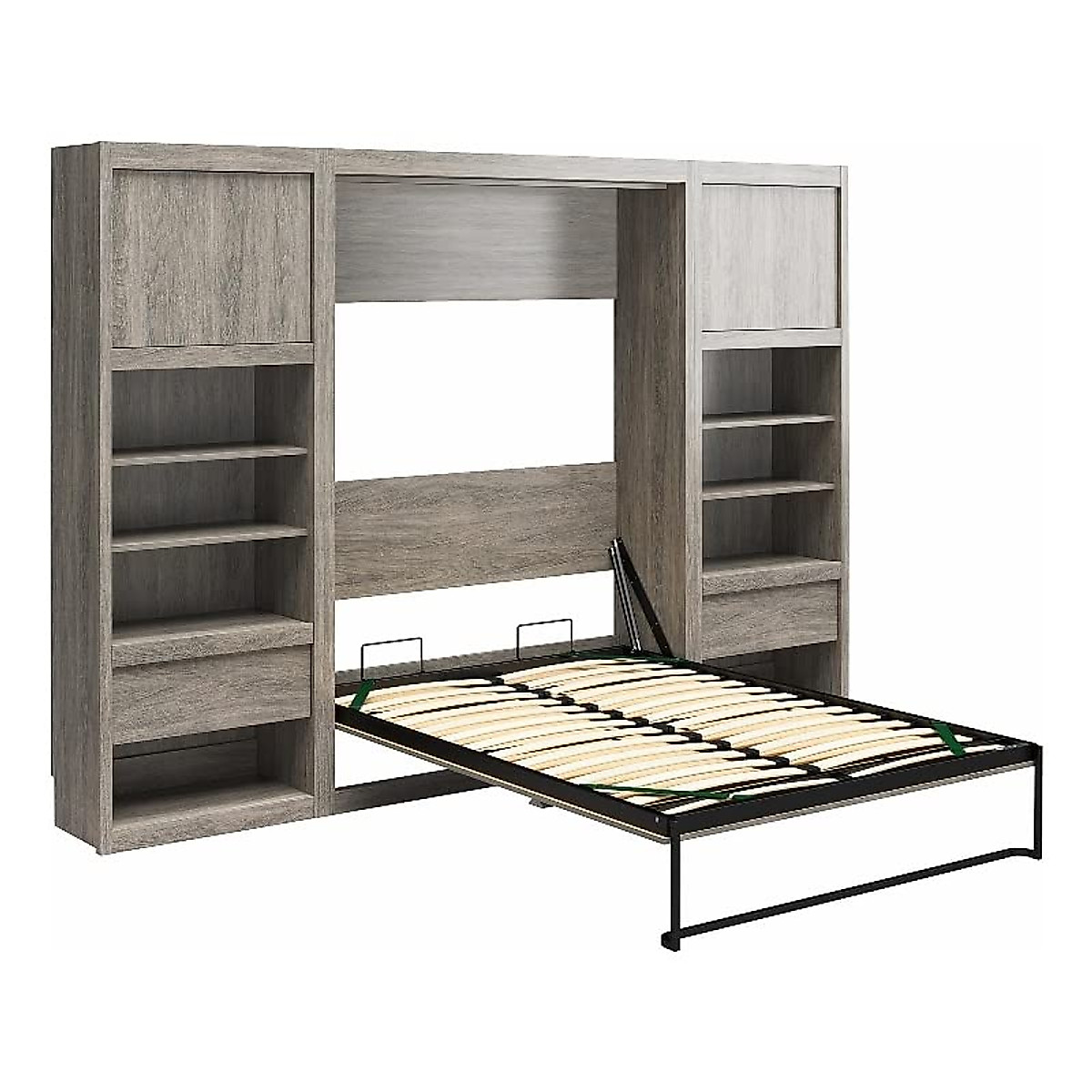 Signature Sleep Paramount Full Wall Bed & 2 Side Cabinet Bundle in Gray Oak
