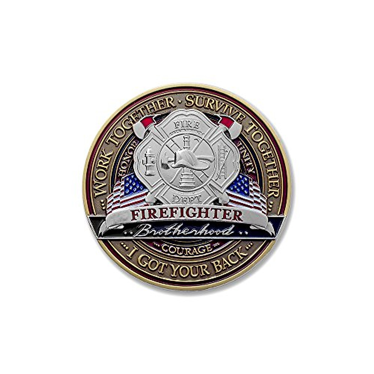 Firefighter Brotherhood Challenge Coin Saint Florian in Deluxe Display tin with Bonus polishing Cloth