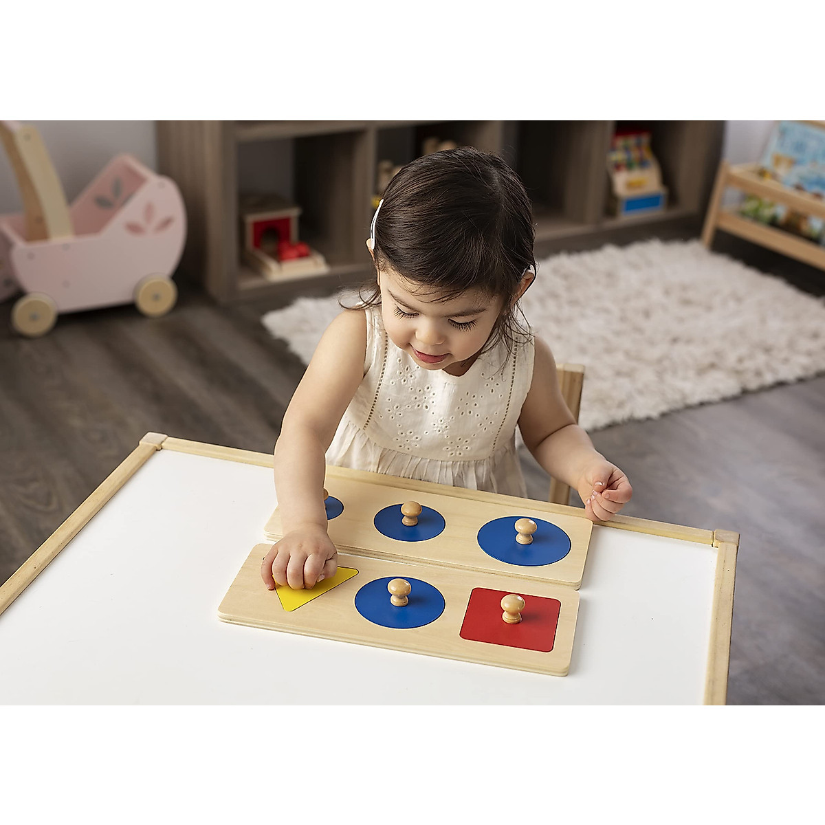 Montessori Multi Shape Wooden Puzzle Toy Baby Toddler First Jumbo Wood Peg Educational Basic Geometry, 2 pieces
