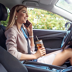 DAYYET Glass Cups Set - 24oz Mason Jar Drinking Glasses with Acacia Wood Lids & Straws & Airtight Lids - Wide Mouth Iced Coffee Cups Boba Bottle Tumbler for Bubble Tea, Smoothie - 2 Pack