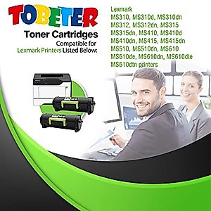 ToBeter Remanufactured 501H 50F1H00 High Yield Toner Cartridge for Lexmark MS310 MS312 MS315 MS410 MS415 MS510 MS610, MS310dn MS312dn MS315dn MS410dn MS415dn MS510dn Printer (up to 5,000 Pages)