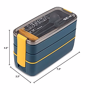 Iteryn Bento Box Lunch Box, 3-In-1 Compartment Lunch Containers - Wheat Straw, Leakproof Eco-Friendly Bento Lunch Box Meal Prep