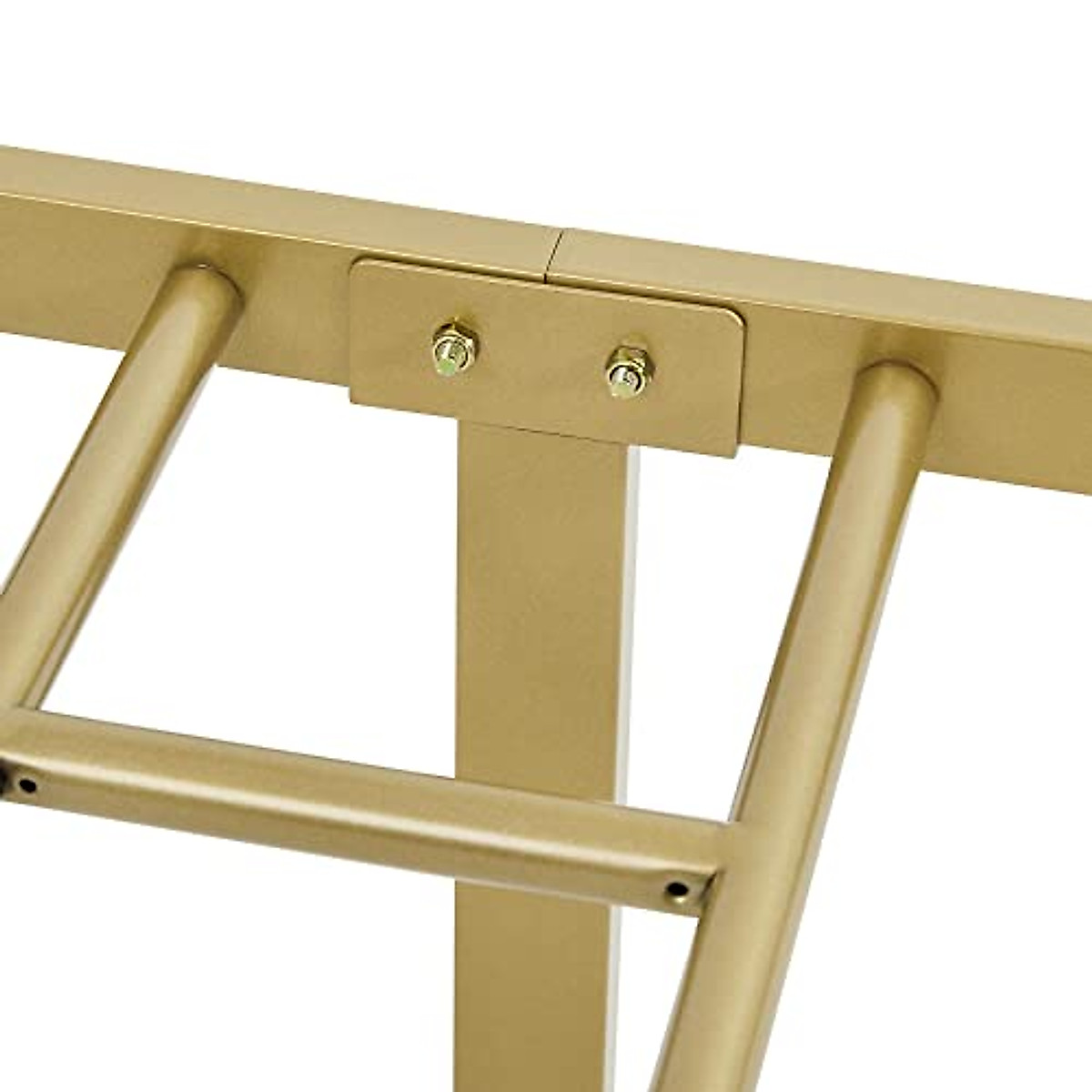 Topeakmart California King Size Victorian Style Metal Bed Frame with Headboard/Mattress Foundation/No Box Spring Needed/Under Bed Storage/Strong Slat Support Antique Gold